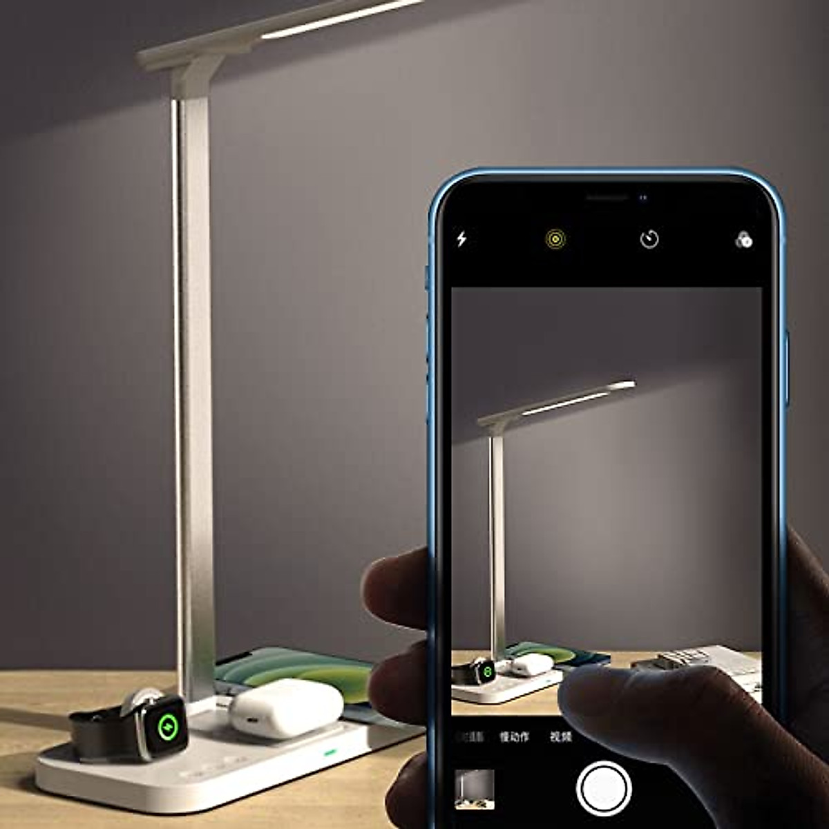 SGDSF 15W QI Quick Wireless Charger LED Desk Lamps Dimmable Eye Table Lamp Watch Charging for Home Office Light