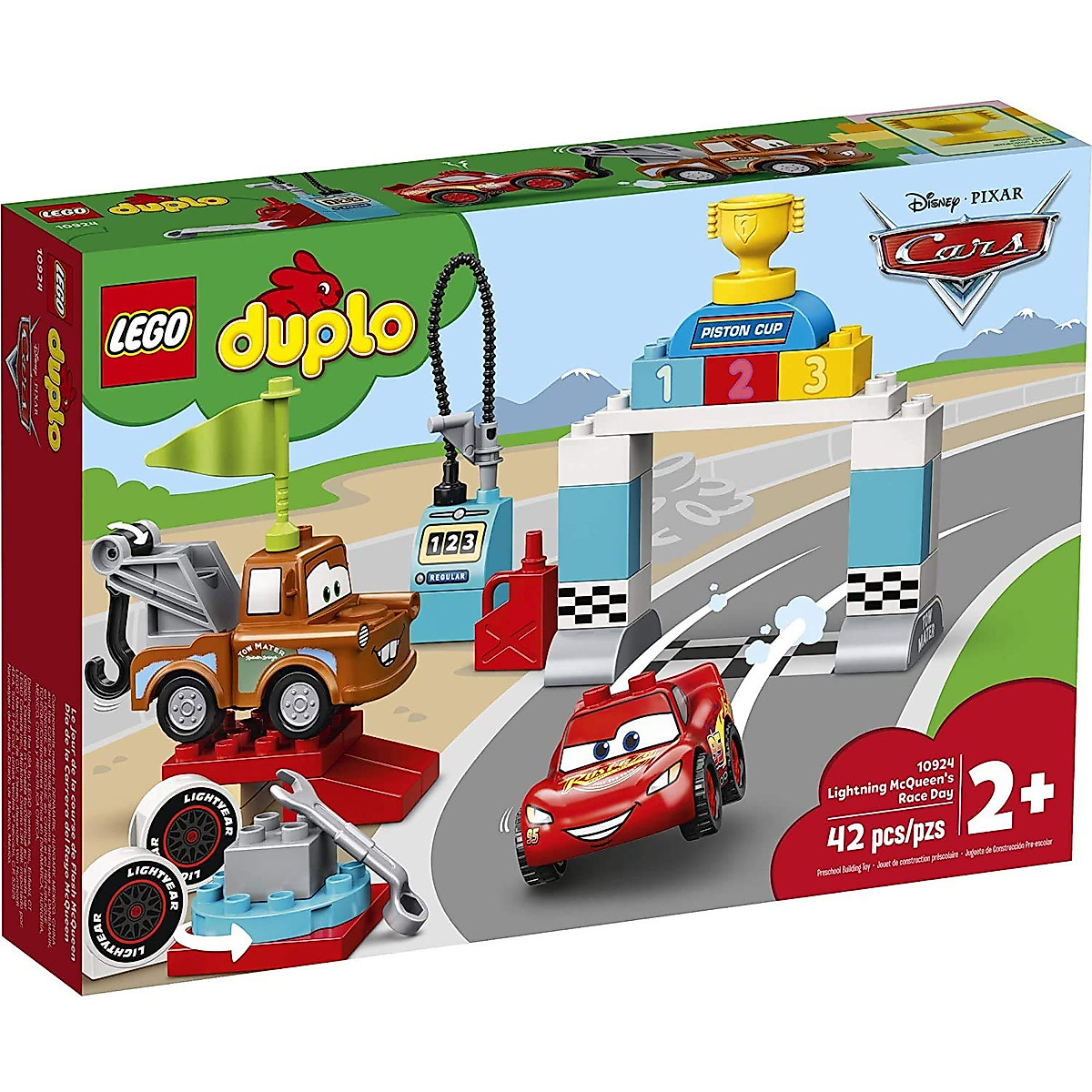 LEGO DUPLO Disney and Pixar Cars Lightning McQueen's Race Day 10924 Toddler Toy with Lightning McQueen and Mater; Great Gift for Kids Who Love Race Car Toys and Tow Trucks, New 2020 (42 Pieces)