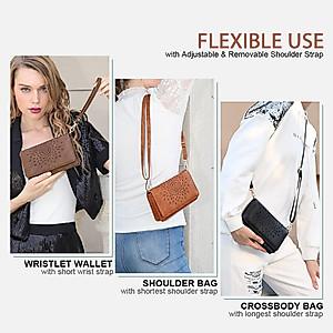 APHISON Multi-Function Small Crossbody Bags For Women,Cell Phone Shoulder Bag,Clutch Purse,RFID Wristlet Wallet,Card Holder Black