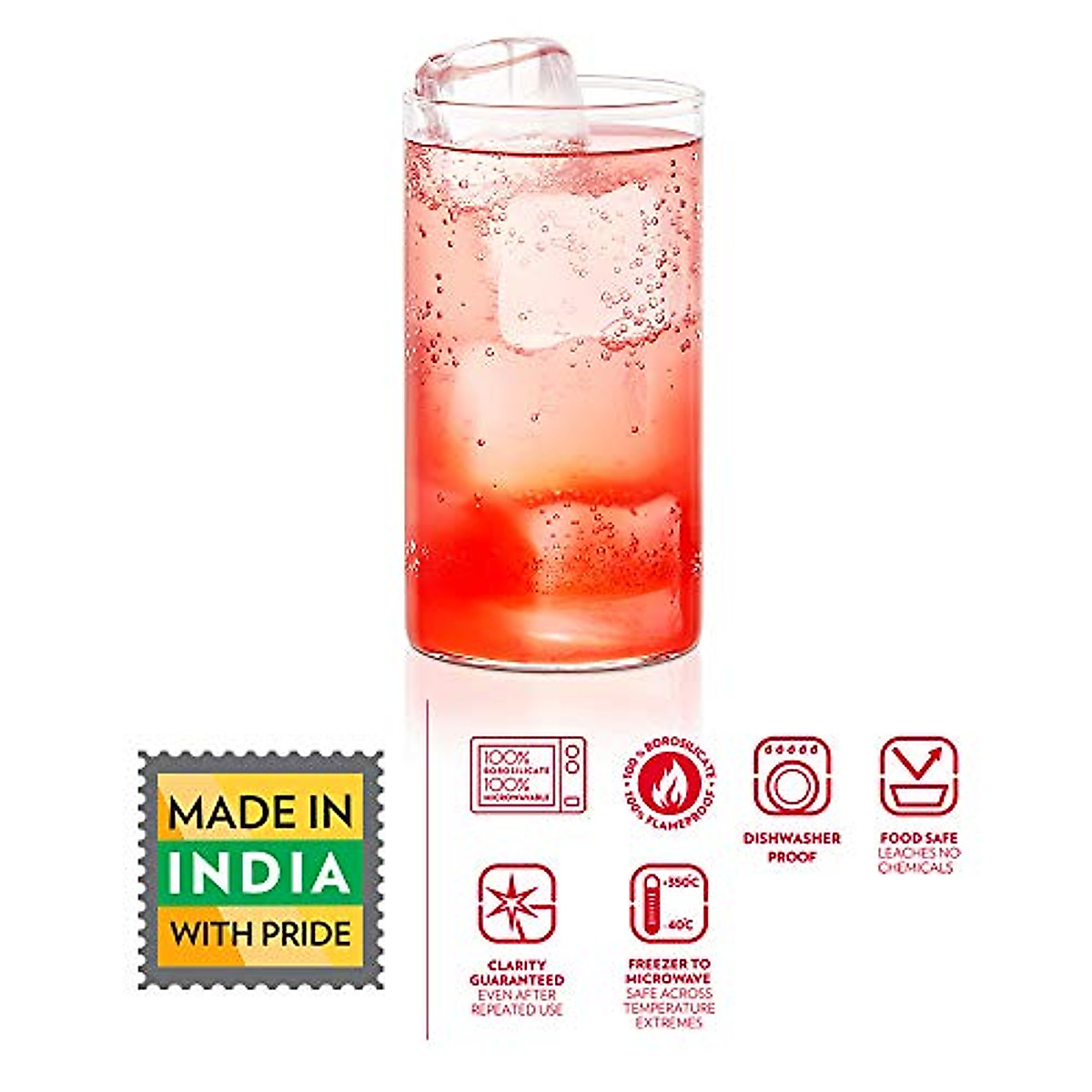 Borosil Set of 6 Vision Large Glass, 350 ml