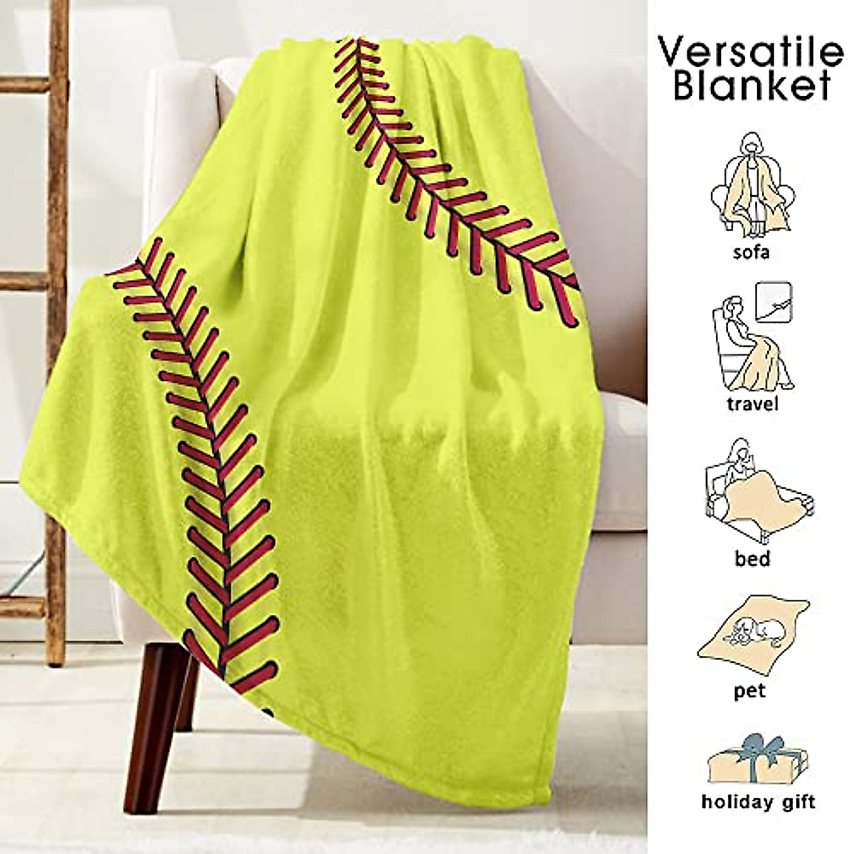 COLLA Softball Blanket Softball Gift for Girls Youth, Softball Gifts for Team, Soft Fuzzy Softball Throw Blankets for Couch Bedroom Decor 50x40 Inch, Softball Birthday Gift