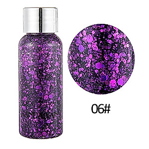 Mermaid Sequins Body Glitter Gel, Make Up Long Lasting Glitter for Body Face Hair Eyeshadow, Music Festival Party Carnival Long Lasting Face Glitter, No Glue Needed and Easy to Remove. (Purple)
