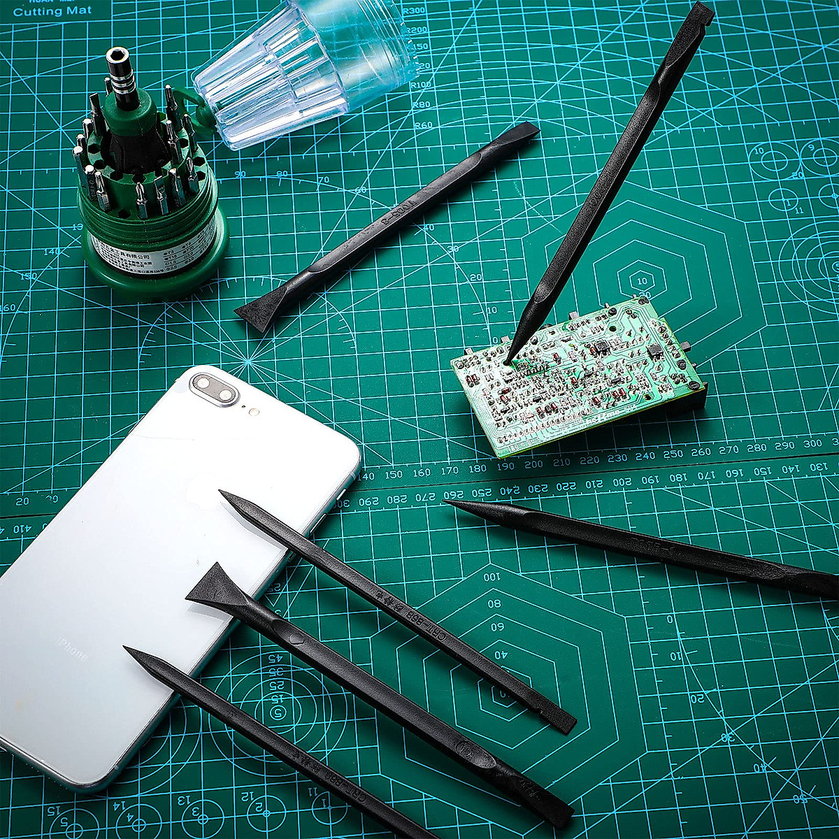 Honoson 6 Pcs Plastic Scraper Cleaning Tool Carbon Fiber Lottery Ticket Scratcher Tool Multi Purpose Stiff Scraper Pen Shaped Scraper for Tight Spaces, Kitchen, Crevices, Food, Paint(Black)