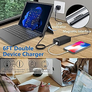 Surface Laptop Charger Surface Pro Charger Power Supply 65W 15V 4A Magnetic Replacement AC Adapter Compatible with Surface Pro 3/4/5/6/7/8/9/X Surface Go1/2/3 Surface Book1/2/3 Surface Laptop1/2/3/4