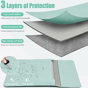 HYZUO 13.3-14 Inch Laptop Sleeve with Case Stand Feature Compatible with MacBook Pro 14 M3/M2/M1 Pro/Max A2992 A2918 A2779 A2442 2021-2024, MacBook Air 13 2017-2010, Surface Laptop 13.5, Mint Green