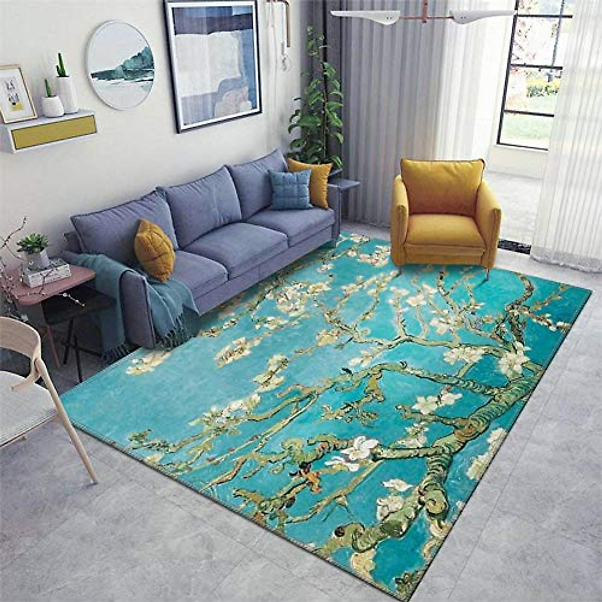 Vincent Van Gogh Almond Blossoms at Area Rugs Non-Slip Floor Mat Doormats Home Runner Rug Carpet for Bedroom Indoor Outdoor Kids Play Mat Nursery Throw Rugs Yoga Mat