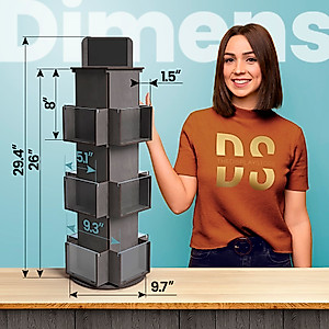 DS THE DISPLAY STORE Black 3 Tier Wooden Rotating Greeting Card Retail Display Stand, Sticker Display Card Stand, Rotating Display Stand & Sticker Holder, Retail Counter Vendor Display