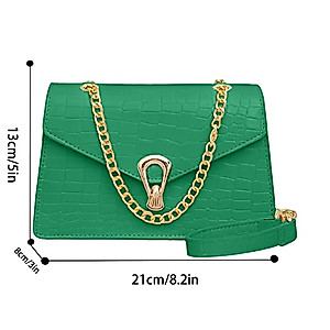 Crocodile Women's Shoulder Bag Texture Leather Bag Versatile Crossbody Chain Bag (Green)