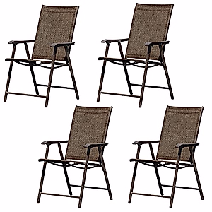 Aoodor 4 Sets Folding Patio Chairs for Indoor&Outdoor - Brown