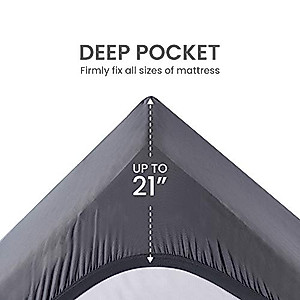 SLEEP ZONE Cooling Queen Mattress Pad, Premium Zoned Quilted Fitted Mattress Topper, Elastic Mattress Protector Cover, Machine Wash Durable, Deep Pocket 8-21 inch (Grey, Queen)