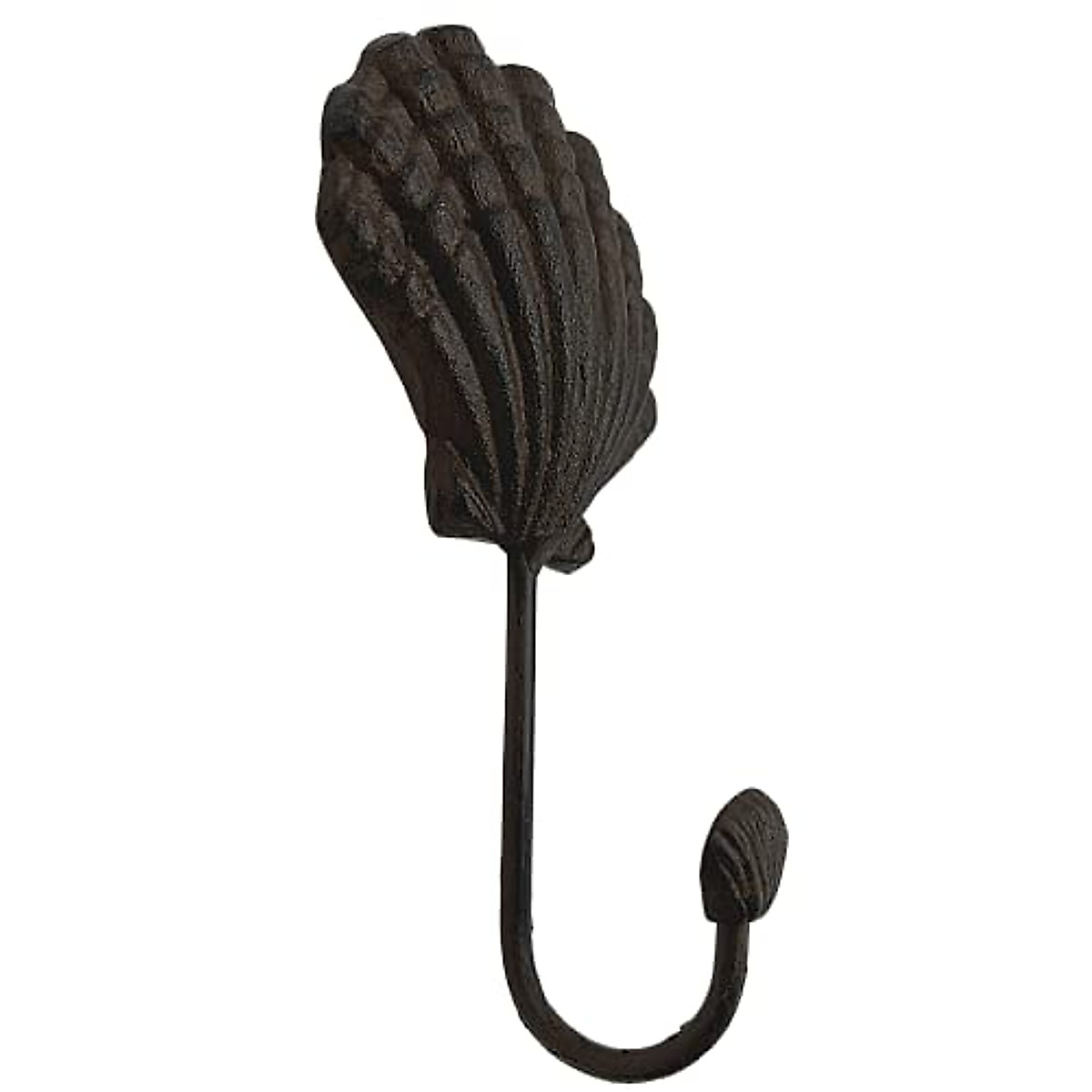 Needzo Cast Iron Rusted Seashell Wall Hook, Nautical Themed Decor for Beach House, Lake House, or Home, Rustic Hooks for Towels, Keys, Coats, and More,7.25 Inches