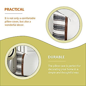 ORFOFE Home Decor Room Soft Farmhouse Covers Office Home Cushion Inch Pattern Geometric Flax for Stripe Multi- Bedroom Case Protector Car Beding Leather Faux Black Using Black Decor