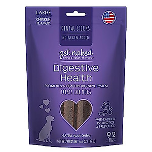 Get Naked Grain Free 1 Pouch 6.6 Oz Digestive Health Dental Chew Sticks, Large