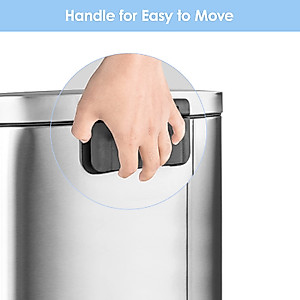 Increkid 13.2 Gallon Trash Can, Stainless Steel Kitchen Garbage Bin with Inner Buckets and Hinged Lid, Rectangular Step on Dustbin, Soft-Close, Airtight for Home Office Bathroom Mall（50 L） (Silver)