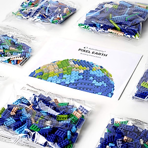 AstroReality: New 3D Pixel Earth Model Building Blocks Set (Pro), 11 Colors and 96 Shapes, Classic STEM Educational Puzzle, Toy for Adults and Kids 12+ (4,000 Pieces)