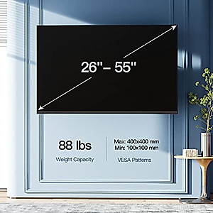 PERLESMITH UL Listed Heavy Duty TV Wall Mount for Most 26-55 inch Flat Curved TVs up to 88lbs with Swivel Tilt & Extension Arm, Full Motion TV Mount Fits OLED 4K TVs, Max VESA 400x400mm, PSMFK12