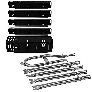 FORYEYC Grill Replacement Parts for Dyna-Glo 5 Burner DGH485CRP, DGH474CRP, DGH483CRP, 4 Burner DGH450CRP, Grill Repair Kit for Revoace GBC1793W Grill, 70-02-411 Grill Heat Plates Tent, Burner Tubes