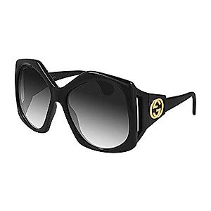 Gucci Womens UV Protection Oversized Designer Sunglasses Black 62mm