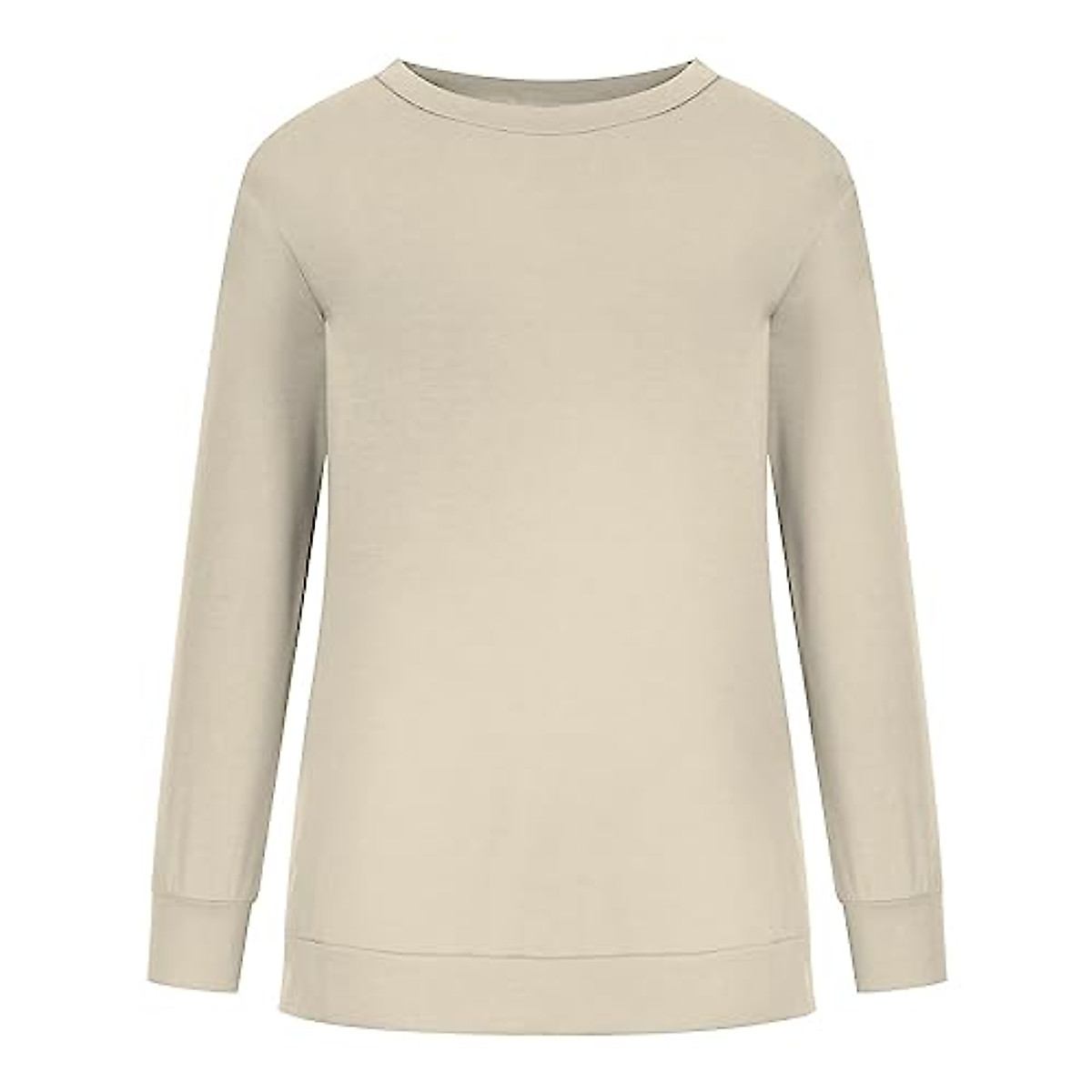 Comigeewa Womens Tops 2023 Tredny,Sudadera de entrenamiento para mujer, manga larga, informal, con capucha, cuello redondo, cómodo, pulóver,salón holgada,1-Beige,Large