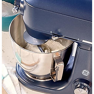 GE Tilt-Head Electric Stand Mixer | 7-Speed, 350-Watt Motor | Includes 5.3-Quart Bowl, Flat Beater, Dough Hook, Wire Whisk & Pouring Shield | Countertop Kitchen Essentials | Sapphire Blue