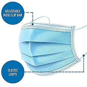 HealthSmart Disposable 3 Layer Face Mask With Ear Loops for Single Use, 25 Each