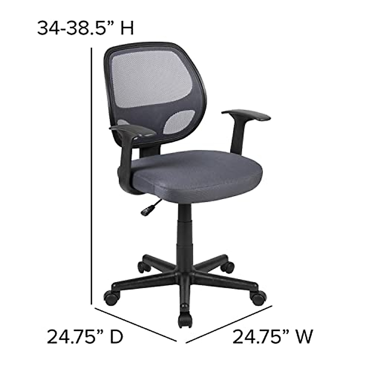 Flash Furniture Flash Fundamentals Mid-Back Gray Mesh Swivel Ergonomic Task Office Chair with Arms