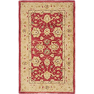 SAFAVIEH Anatolia Collection Accent Rug - 2' x 3', Red & Ivory, Handmade Traditional Oriental Wool, Ideal for High Traffic Areas in Entryway, Living Room, Bedroom (AN522A)