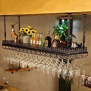 Artistic Wine Rack Set Creative Simplicity Wall Mounted Shelves for Glassware Creative Bottle Organizer for Storage & Display House Decoration J1111, PIBM, Black, 150 * 35cm