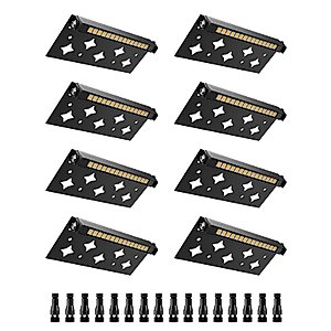 DOREIO 5W Retaining Wall Lights 7 inch LED Hardscape Lighting Low Voltage Landscape Paver Lights 12V 24V Step Lights Outdoor IP68 Waterproof 3000K Soft White Stair Deck Lighting (8 Pack+ Connectors