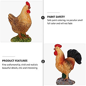 ARTIBETTER 4pcs Farm Animal Figurines Miniature Resin Hen Rooster Chicken Statues Sculpture for Bonsai Fairy Gardens Scene Micro Landscape Decor