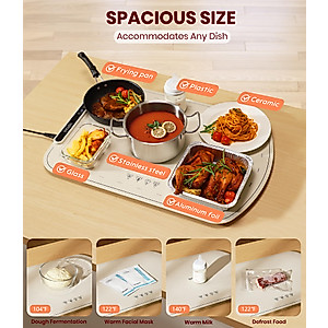 Food Warming Mat for Buffet, VEPOKA Electric Warming Tray to Keep Food Warm at Party, Silicone Heating Mat with 7 Temperature Levels& Auto Shut-Off, Food Warmers for Parties, Gatherings, Everyday Use