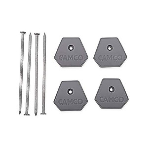 Camco 45633 RV Awning Mat Anchors - Safely Secure Your Awning Mat in Place - Set of 4 with 7-Inch Hold-Down Nails, Gray