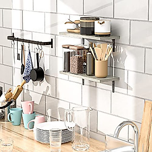 MDLUFFY Floating Shelves Set of 2 Home Decor Wall Mounted Rustic Retro Storage Shelf Rack for Office Bedroom Living Room