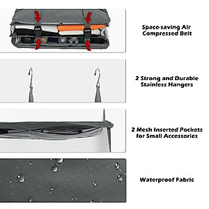 ELEZAY Hanging Packing Cubes Portable Closet Shelves Travel Collapsible Compression Garment Organizer for Carry-on Luggage Suitcase with Breathable Perforated Material X-Large_17.1*11.8*24.4 IN, Grey