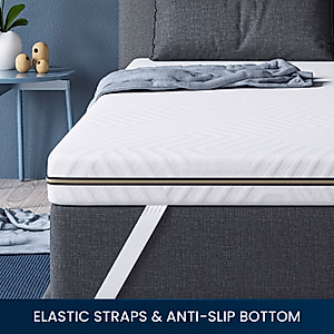 Bedstory 3 Inch Twin Size Memory Foam Mattress Topper - Extra Firm Pain-Relief High Density Bed Topper, Enhanced Cooling Pad Gel Infused, Non-Slip Removable Skin-Friendly Cover, CertiPUR-US Certified