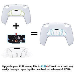 Turn Rise to RISE4 Kit – Redesigned White K1 K2 K3 K4 Back Buttons Housing & Remap PCB Board for PS5 Controller eXtremeRate Rise & RISE4 Remap kit - Controller & Other Rise Accessories NOT Included
