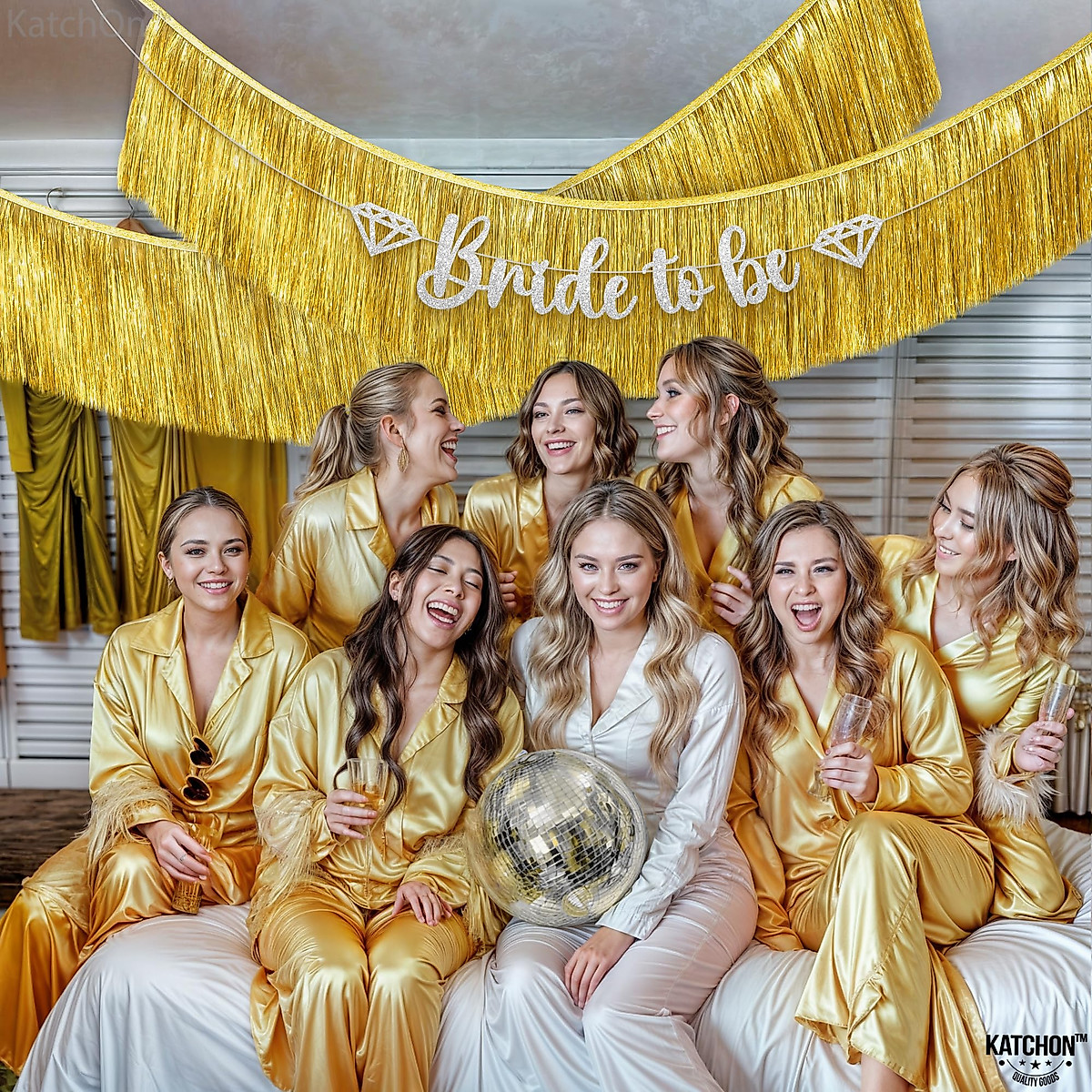 KatchOn, Pack of 2 Gold Fringe Banner - 6.5 Feet | Gold Fringe Garland, Golden Birthday Party Decorations, Gold Streamers Party Decorations | Happy New Year Backdrop, New Years Eve Party Supplies 2025