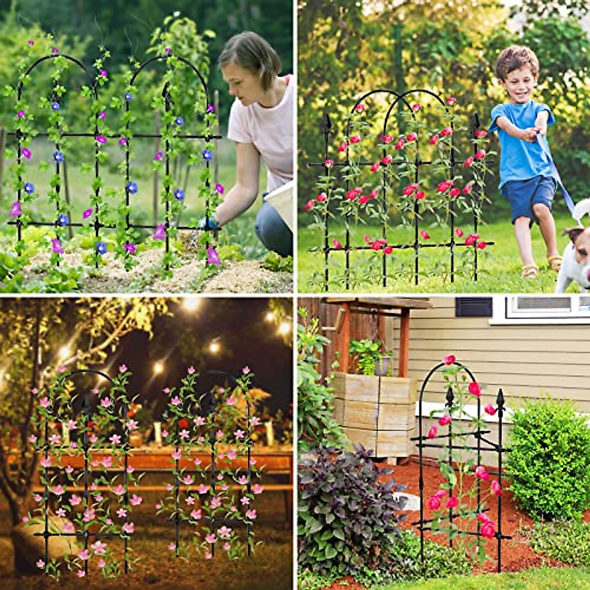 Garden Trellis for Climbing Plants Outdoor and Indoor, 35inch*33inch Thickened Rustproof Plant Support Fence Climbing Frame for Ivy Vines Rose Vegetable Flower Potted Plants Climbing
