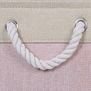 Univivi Cube Storage Bin, Cubby Storage Basket with Sturdy Cotton Carry Handles for Shelf Closet Home Office Organizing [4-Pack,13'',Pink]