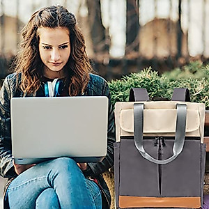 Vibkow Convertible Daypack Laptop Backpack, Travel Casual Bag with USB Charging Port, Stylish College Tote Purse For Women Men Girls Boys Student