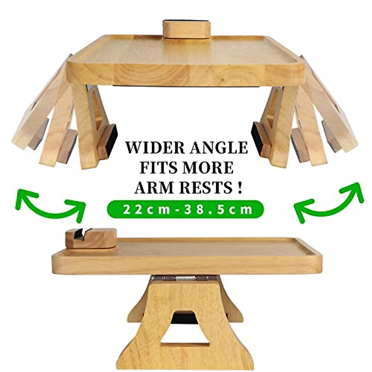 TISEMENT Couch Tray for Wide Sofa, 11.8’’ × 8.7’’ Clip On Sofa Arm Tray with 360° Rotating Bracket,Foldable Couch Arm Table for widening Space, Wooden Couch Cup Holder for Drinks/Snacks/Fruits