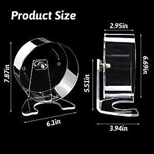 BNOSDM Hamster Wheel Silent Gerbil Exercise Wheel with Stand Quiet Small Animals Spinner Acrylic Transparent Dwarf Hamster Running Toys for Chipmunk Mouse (6.7")