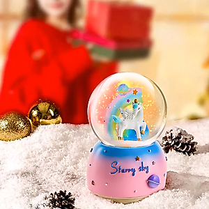 Unicorn Snow Globe for Kids, VECU Snow Globe with Music Perfect Unicorn Music Box for Girls, Granddaughters Babies Birthday ( Manual Snow Drift)