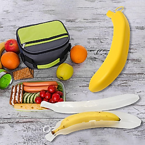 Dotbengc 2 Pack Banana Case, Banana Keeper BPA-Free, Banana Protector Outdoor Travel, Plastic Banana Holder Container, Cute Banana Carrier for Lunch Box Fruits Freshness (Yellow)