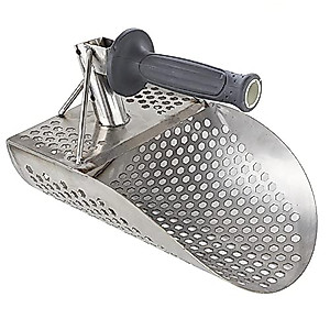 Jkapagzy Stainless Steel Sand Scoop Sifter Metal Detector Accessories with Handle,Folding Shovel Spade Garden Camping Tool Outdoor
