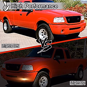 Nixon Offroad Fog Light for 2001 2002 2003 Ford Ranger, Bumper Driving Fog Light Lamps Assembly,OEM Fog Lamp Replacement With Bulb H10 12V 42W Chrome Black Housing Clear Lens, Driver+ Passenger Side