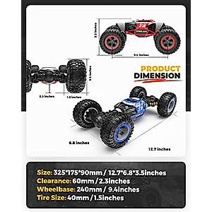 BEZGAR TD141 RC Cars-1:14 Scale Remote Control Crawler, 4WD Transform 15 Km/h All Terrains Electric Toy Stunt Cars RC Car Vehicle Truck Car with Rechargeable Battery for Boys Kids and Adults