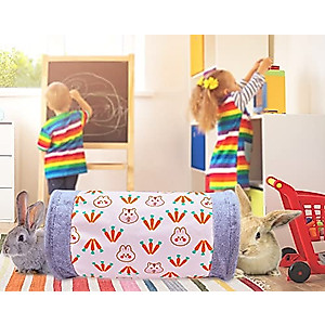 AFYHH Guinea-Pig Rabbit Tunnel-Tube Toys - Bunny Hamster Hideout Small Animal Activity Tunnels Hideaway Accessoies for Dwarf Rabbits Guinea Pigs Kitty (Pink)