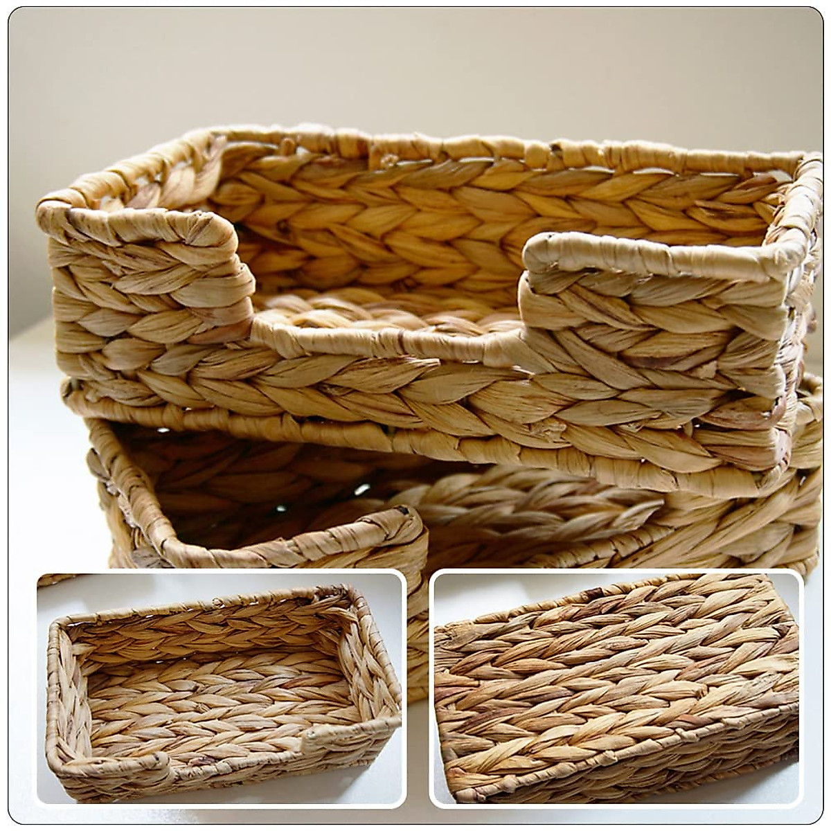 Tofficu Woven Baskets for Storage Woven Shelf Baskets Wicker Basket Wicker Storage Baskets Napkin Holder for Table Handwoven Basket Small Basket Straw Multipurpose Basket