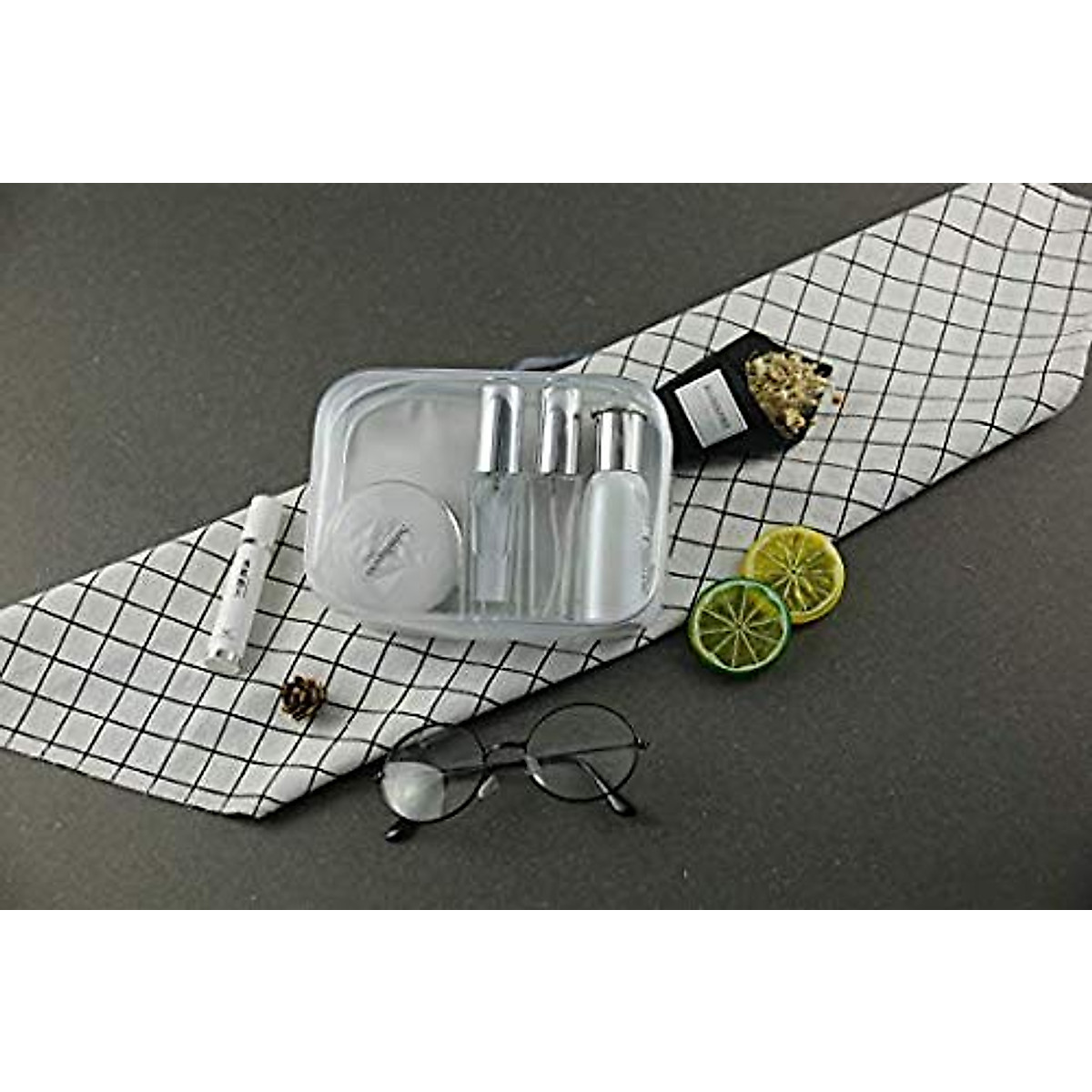 BEFORYOU 6 Pack Clear Toiletry Carry Pouch with Zipper Portable Plastic Waterproof Cosmetic Bag TSA Approved for Vacation Travel Bathroom and Organizing (White, Small)